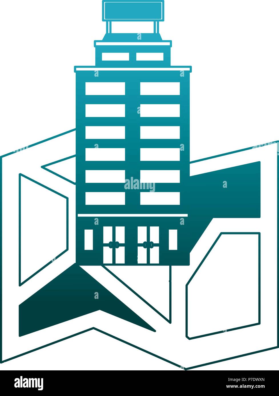 hotel building on navigation map location vector illustration neon ...