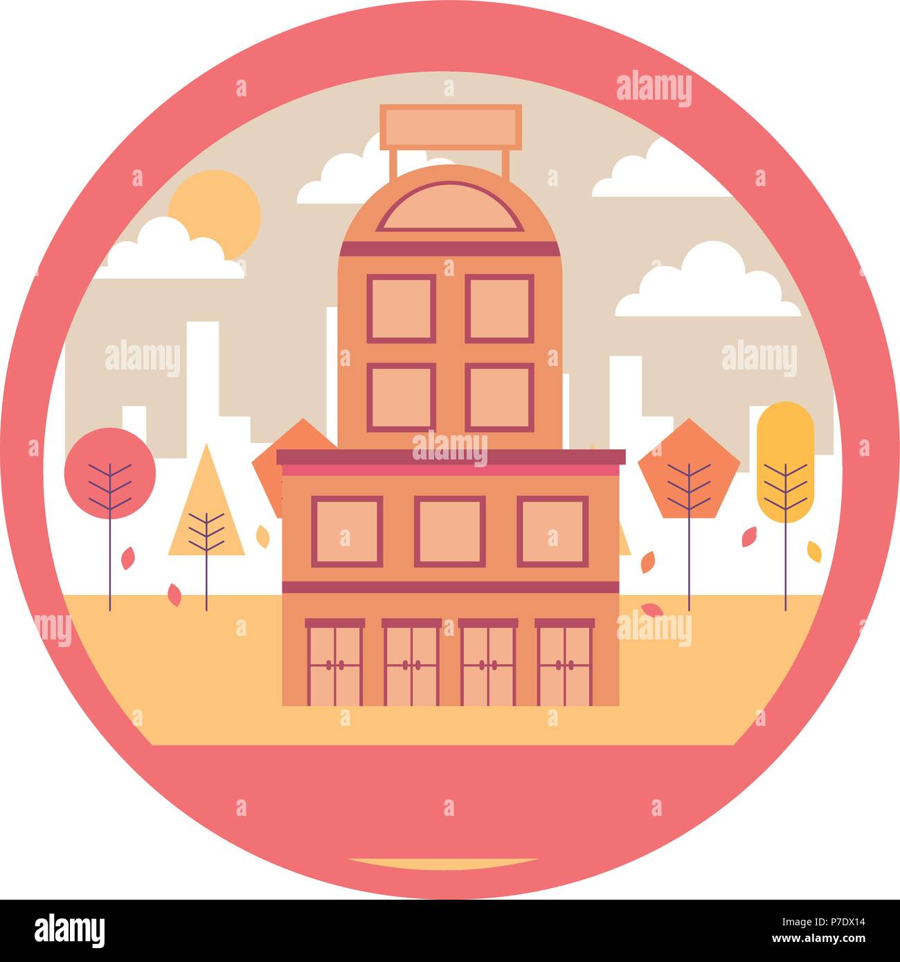 hotel building urban trees scene vector illustration Stock Vector Image ...