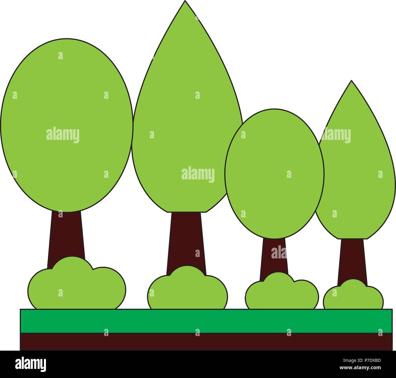 Deciduous trees and bushes Stock Vector Images - Alamy
