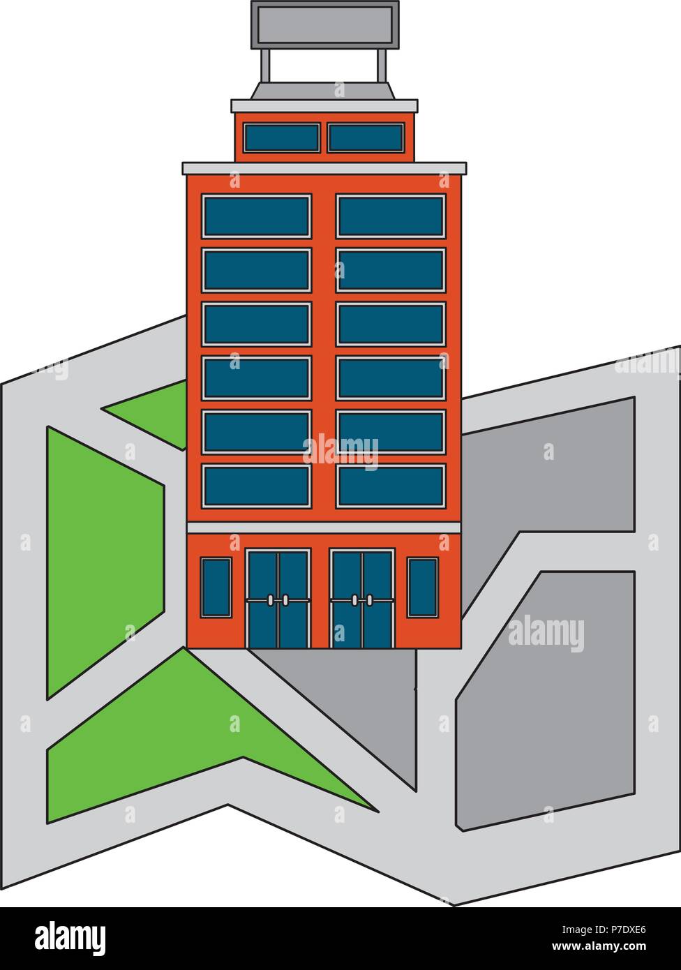 hotel building on navigation map location vector illustration Stock ...