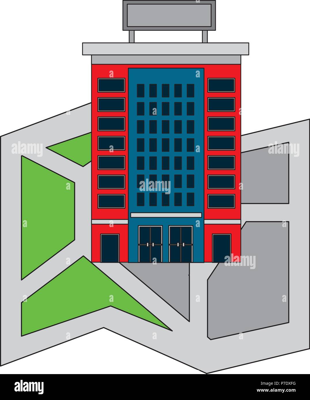 hotel building on navigation map location vector illustration Stock ...