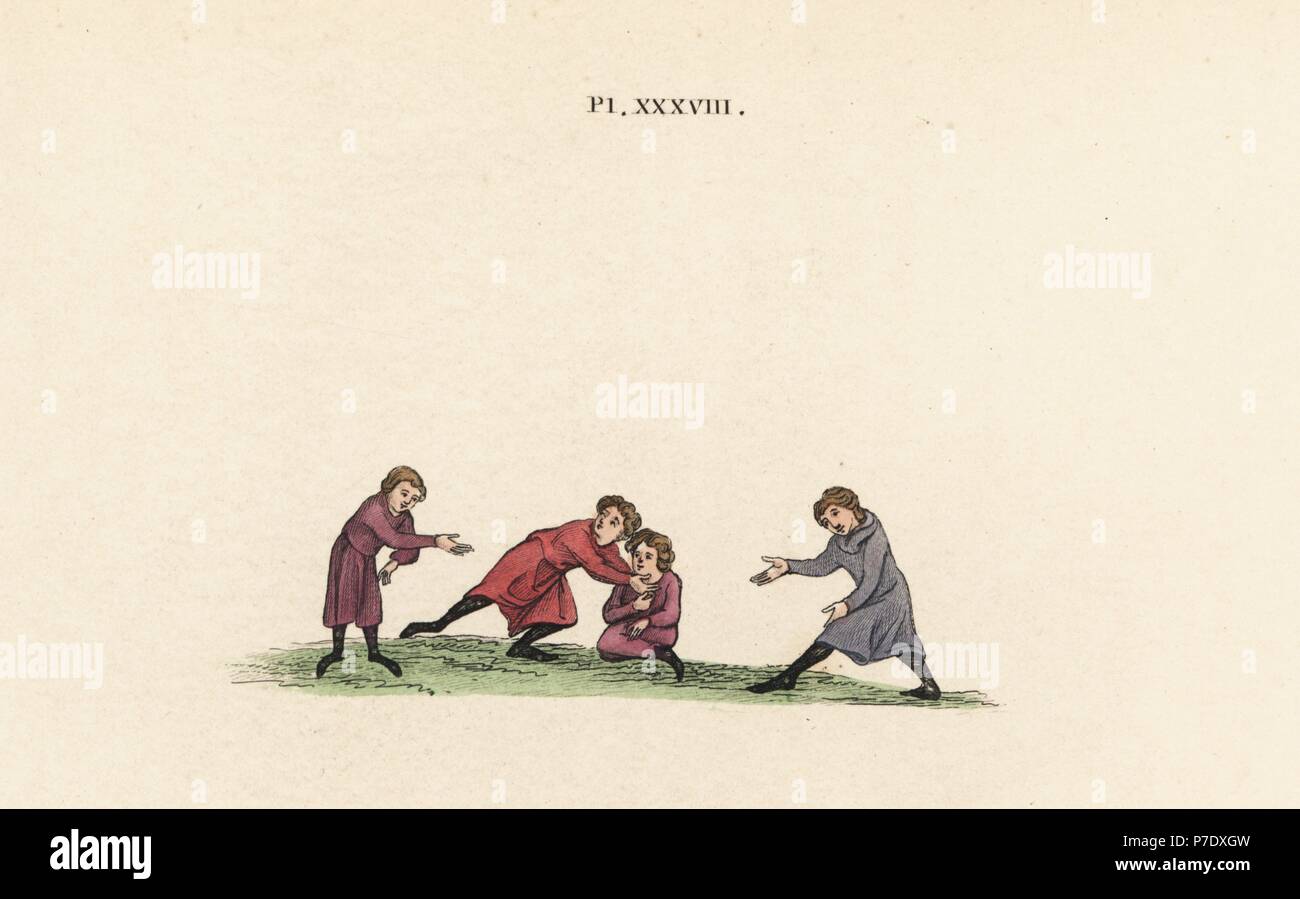 Unknown medieval game, perhaps a variant of hide and seek or frog in ...