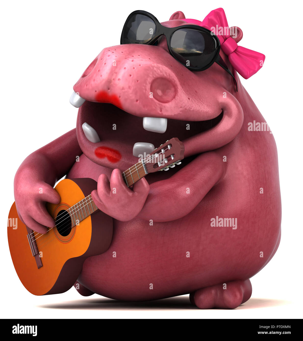 Pink Hippo - 3D Illustration Stock Photo - Alamy
