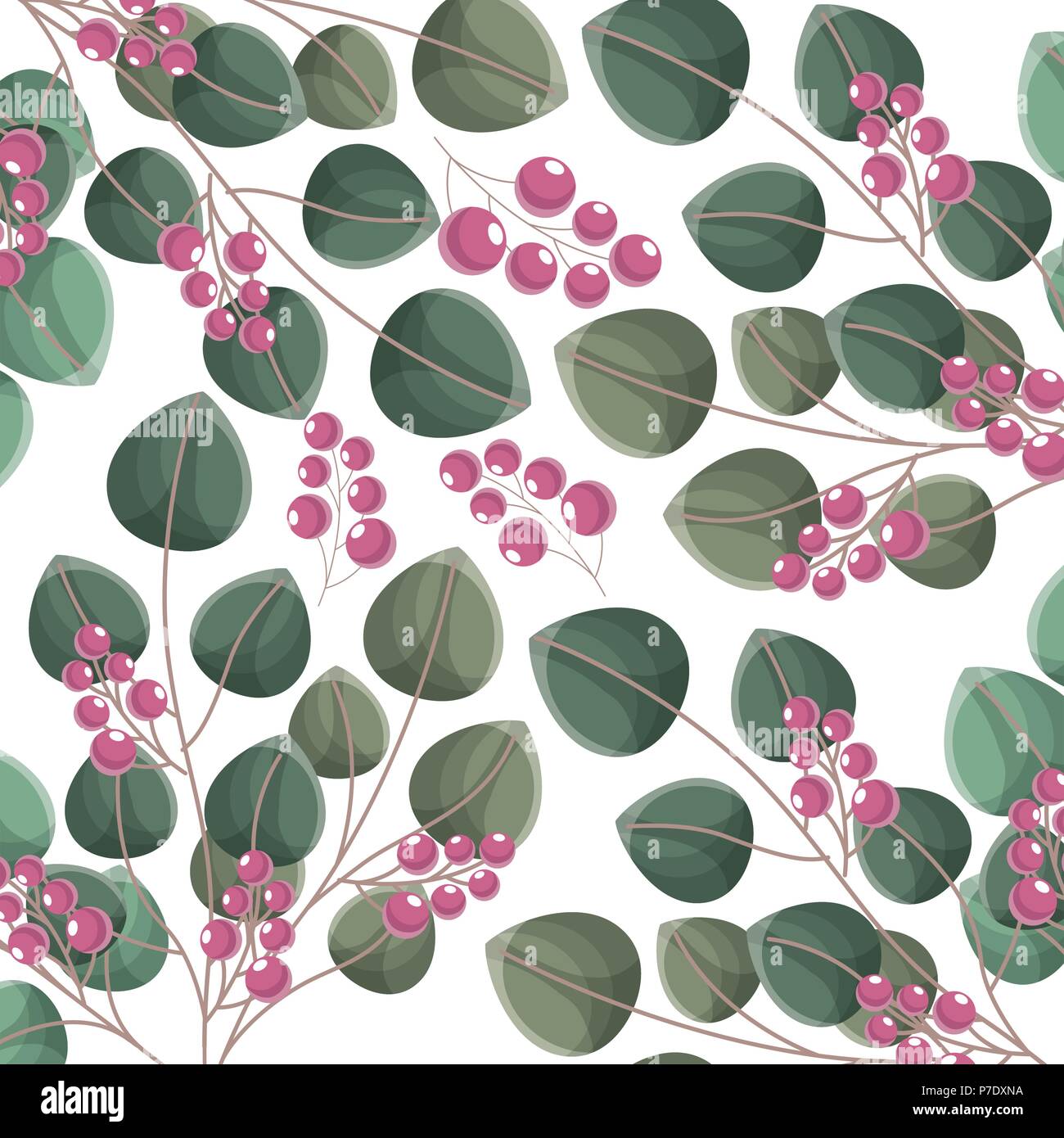 leaves berries branch nature background vector illustration Stock ...