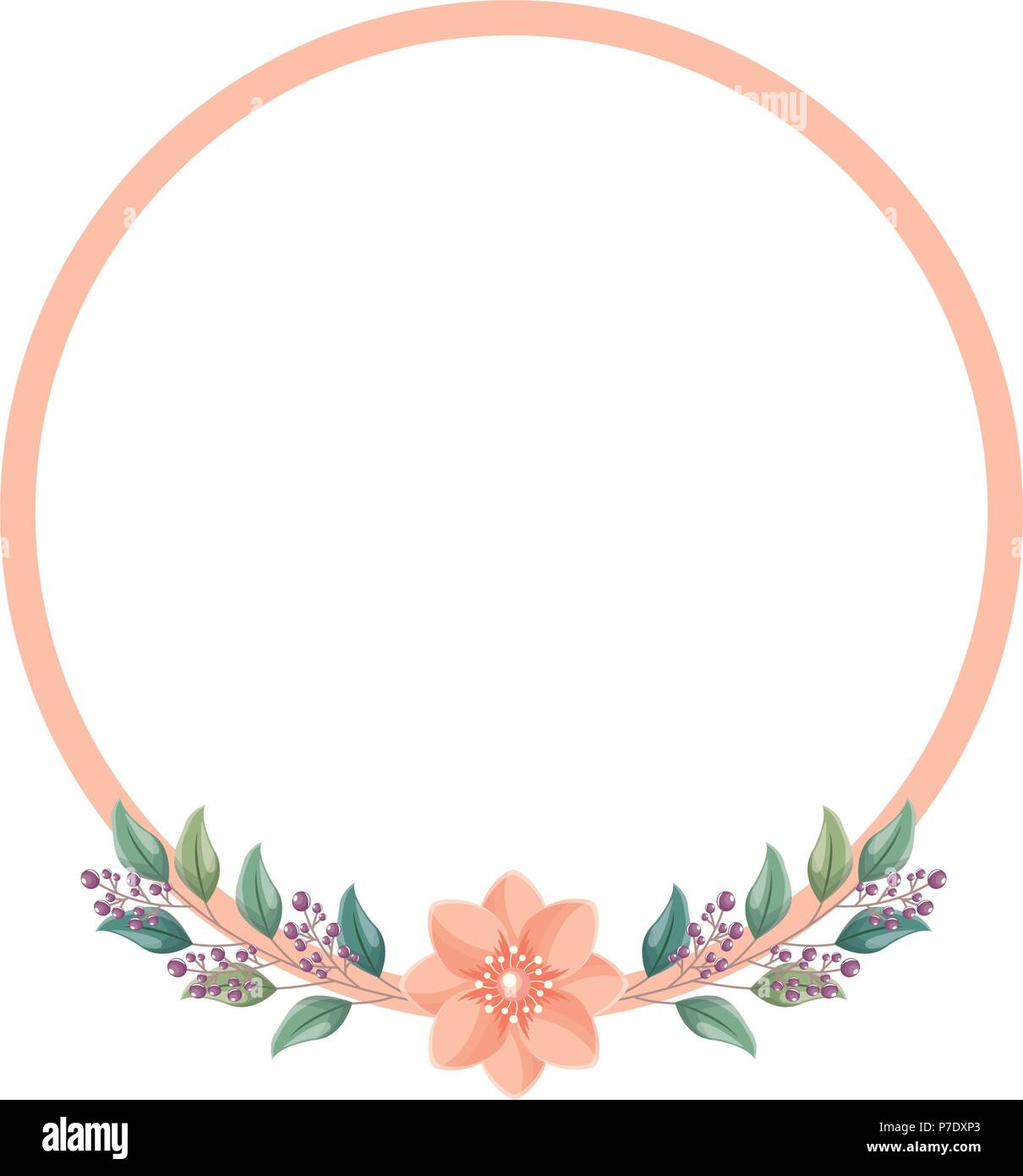 round frame flower leaves decoration vector illustration Stock Vector ...
