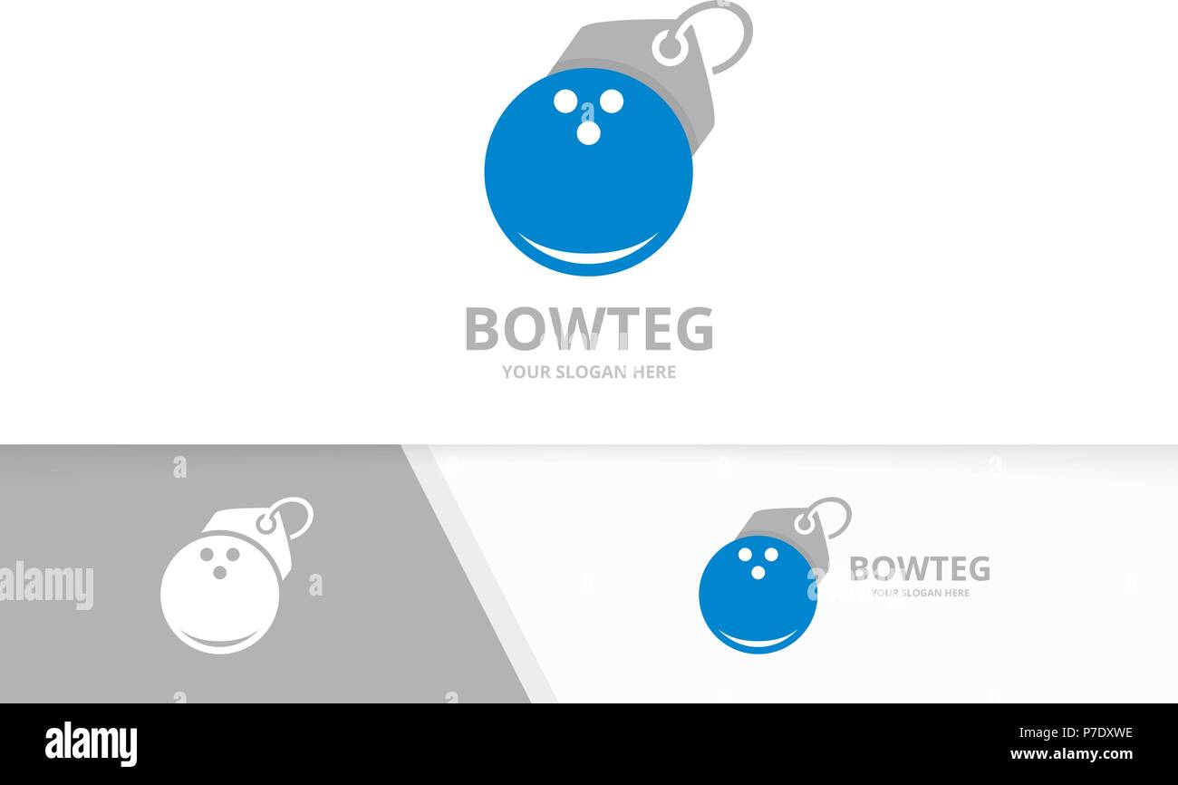 Vector bowling and tag logo combination. Game and shop symbol or icon ...