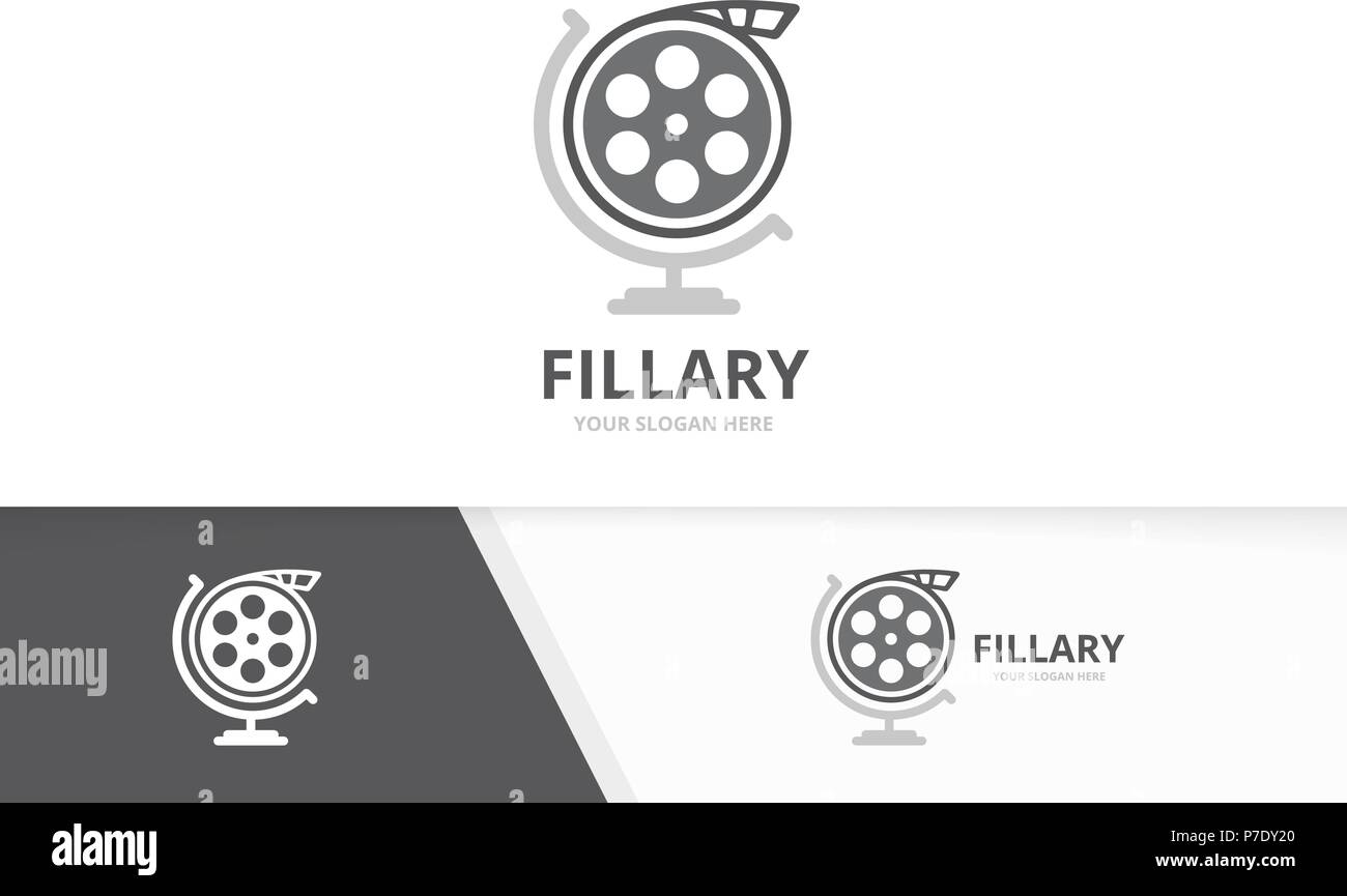 Vector movie and globe logo combination. Cinema and planet symbol or ...
