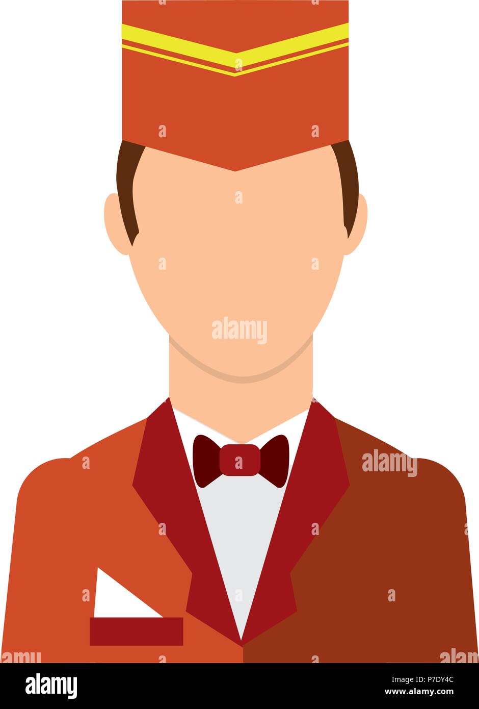 hotel staff bellboy in uniform portrait vector illustration Stock ...