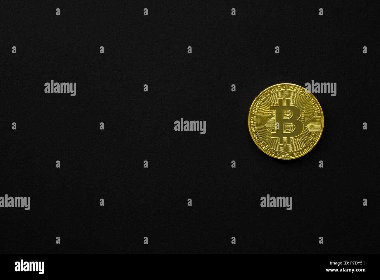 One bitcoin on a dark background, the concept of a new currency Stock ...