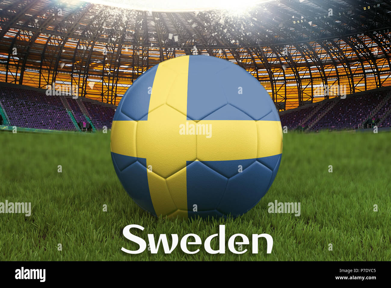 Sweden football team ball on big stadium background. Sweden Team ...