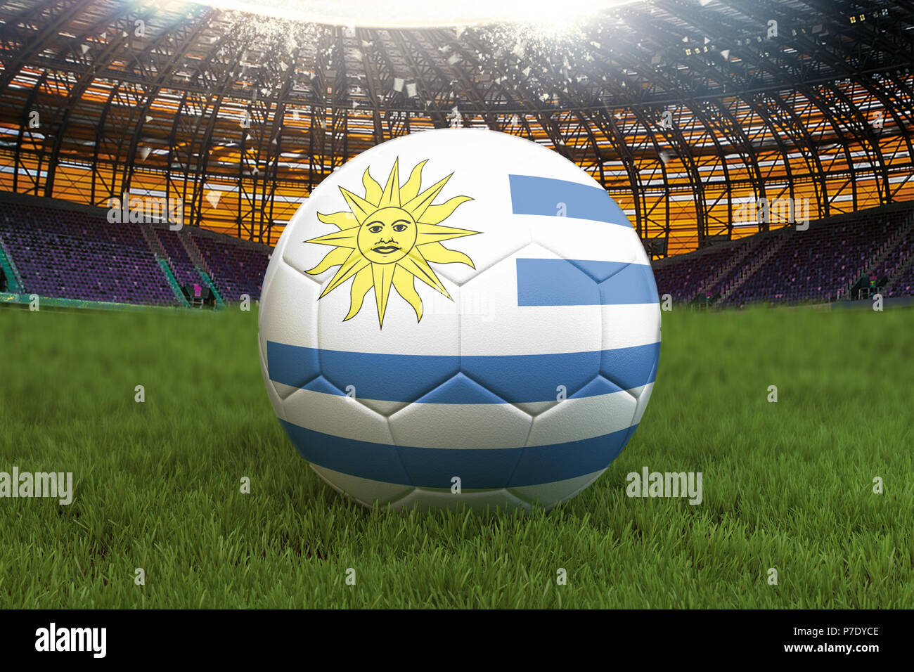 Uruguay football team ball on big stadium background. Uruguay Team ...