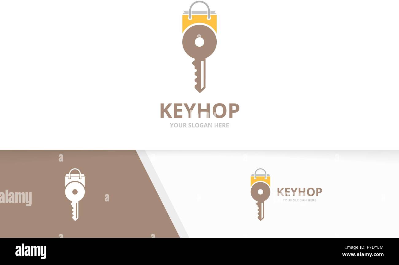 Vector key and shop logo combination. Lock and sale symbol or icon ...