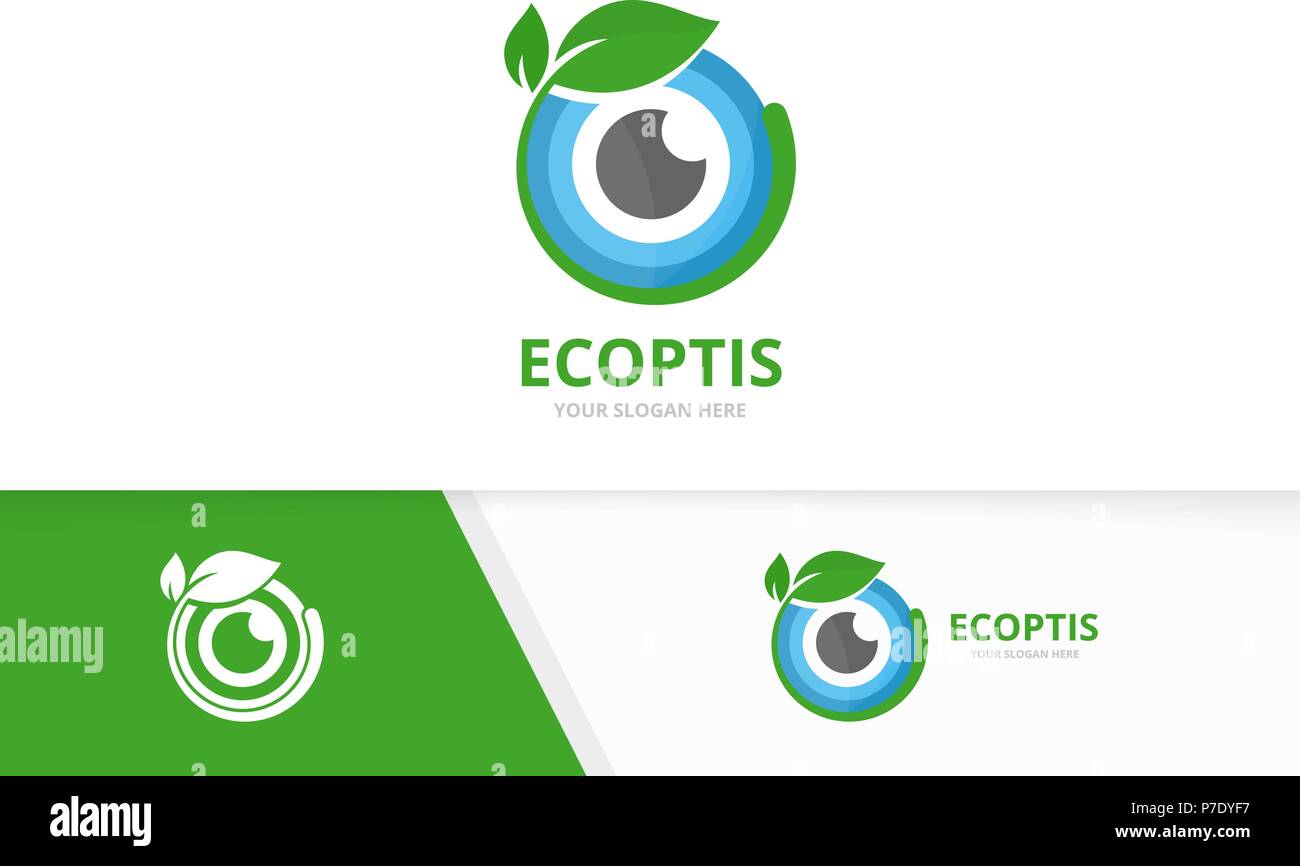 Vector eye and leaf logo combination. Optic and plant symbol or icon ...