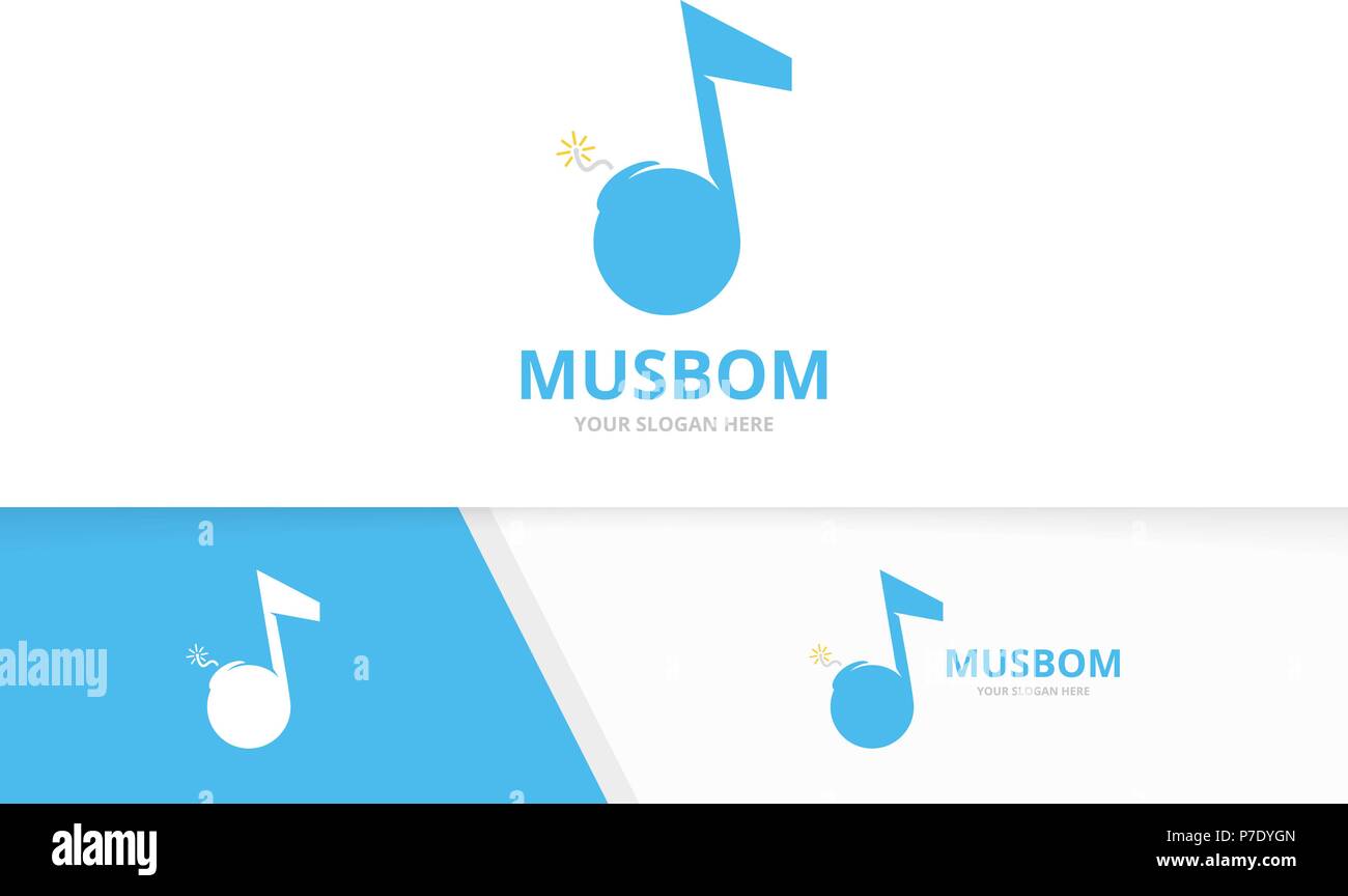 Vector note and bomb logo combination. Music and detonate symbol or ...