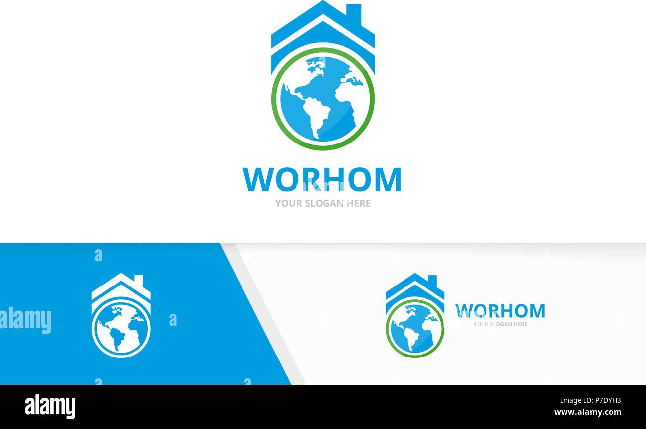Vector world and real estate logo combination. Earth and house symbol ...