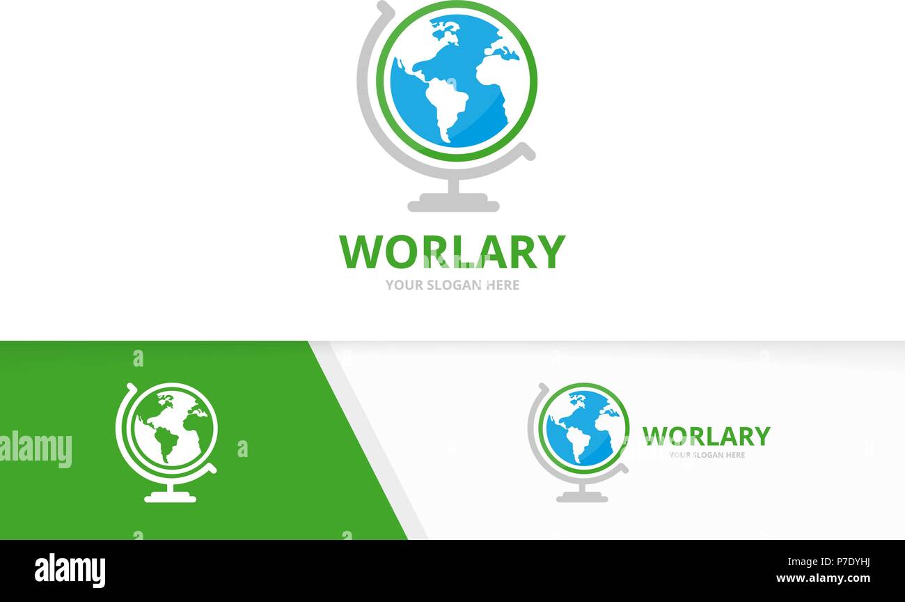 Vector world and globe logo combination. Earth symbol or icon. Unique ...