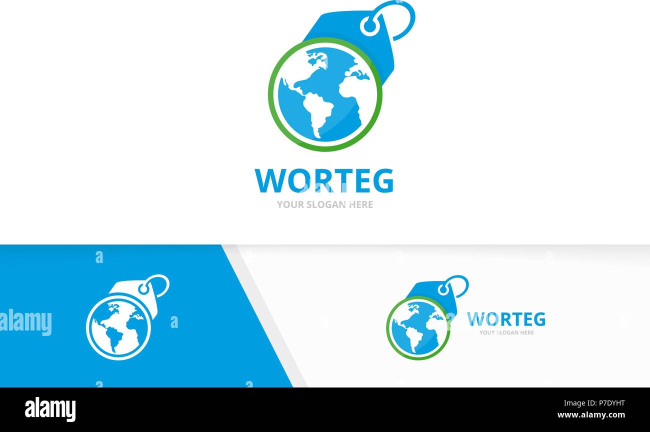 Vector world and tag logo combination. Earth and shop symbol or icon ...