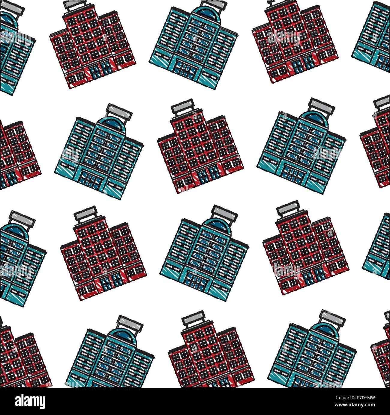 travel tourism hotel facade pattern vector illustration Stock Vector ...