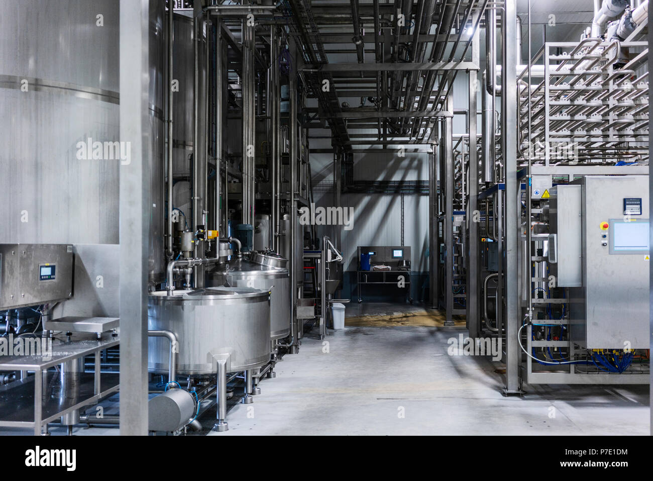 Cylinders in beverage factory. Industrial photography Stock Photo - Alamy