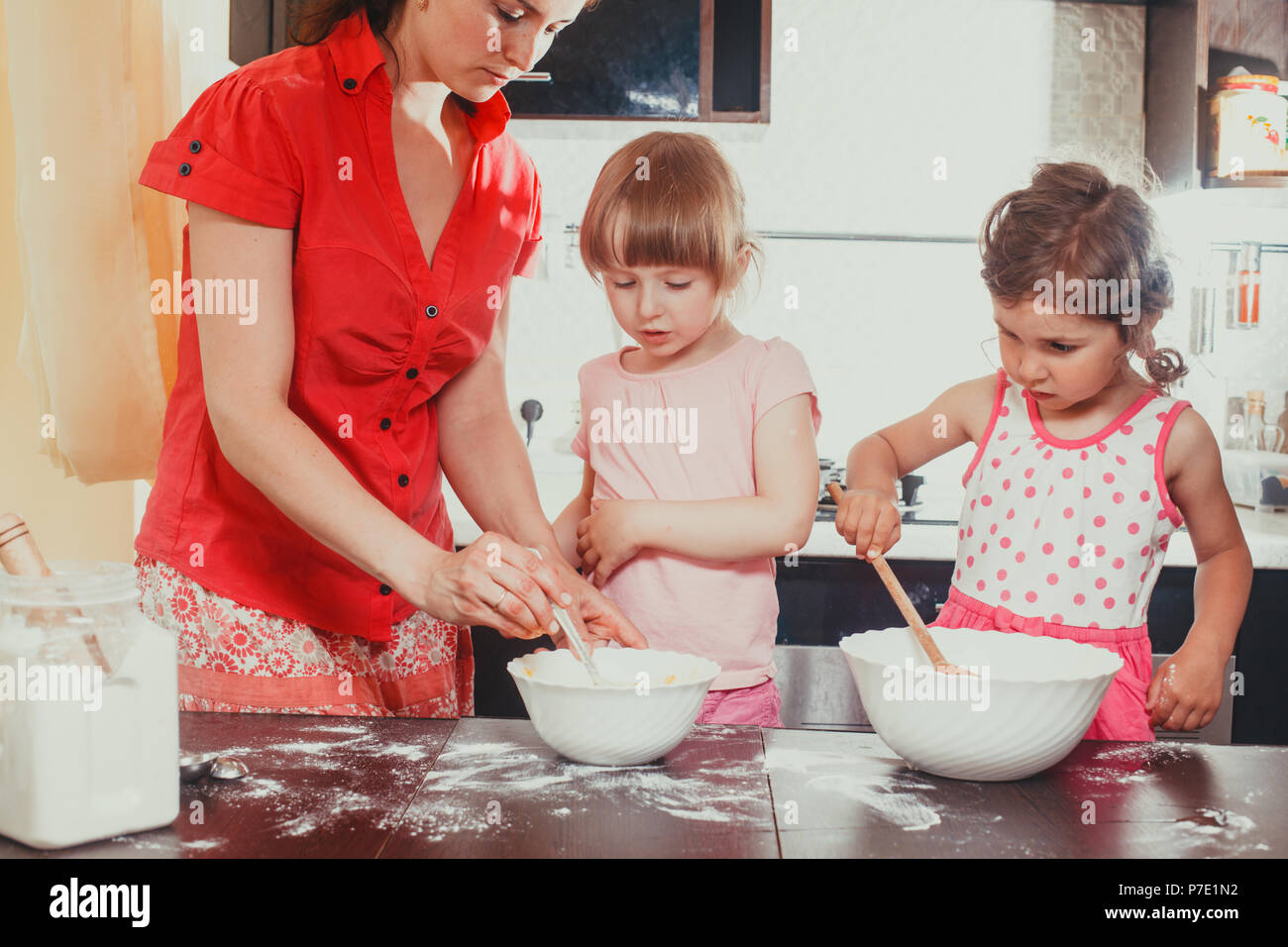 Caucasion family cooking hi-res stock photography and images - Alamy