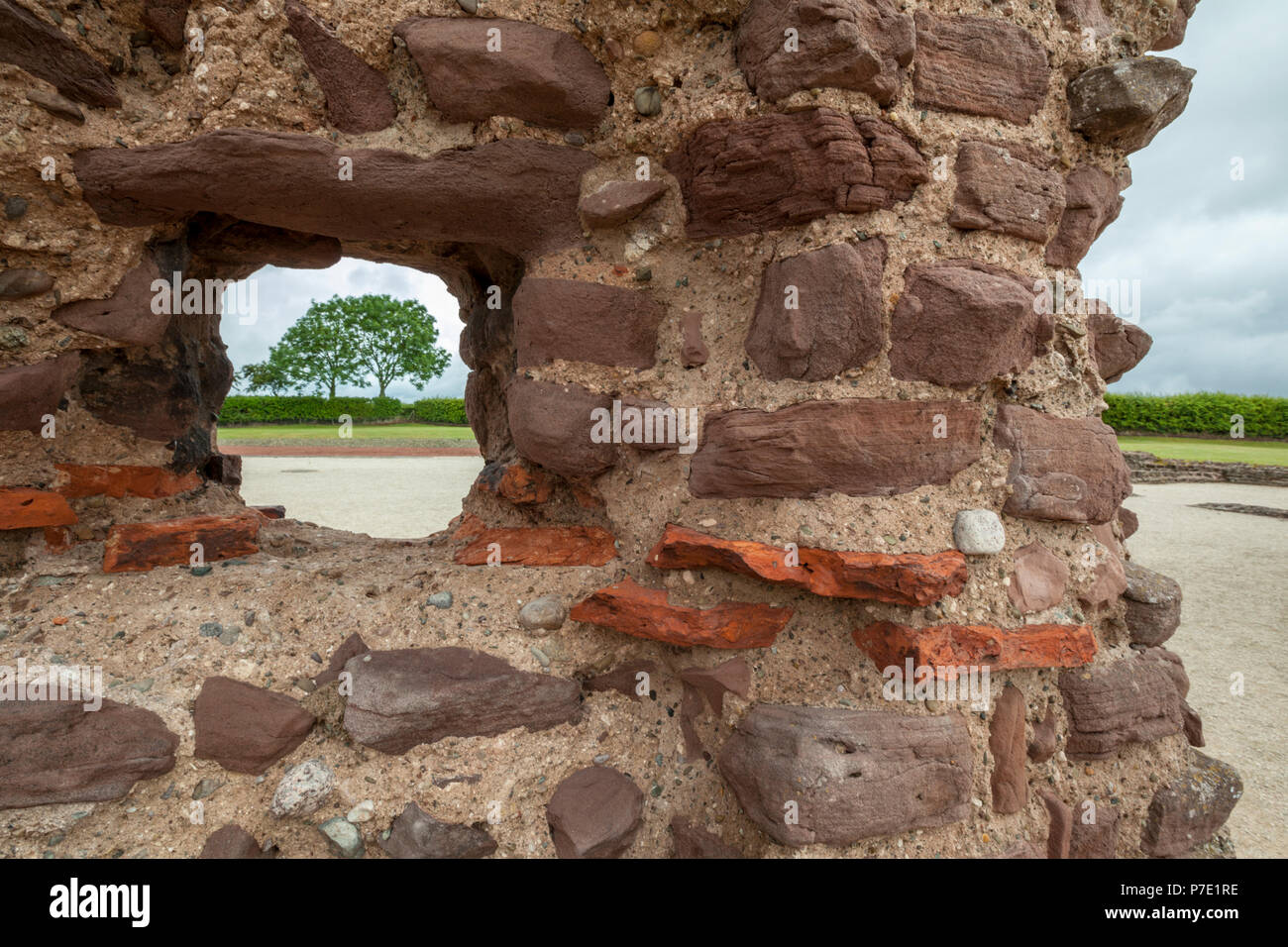 Detail of the Basilica Wall of the Roman baths at Wroxeter, Shropshire ...