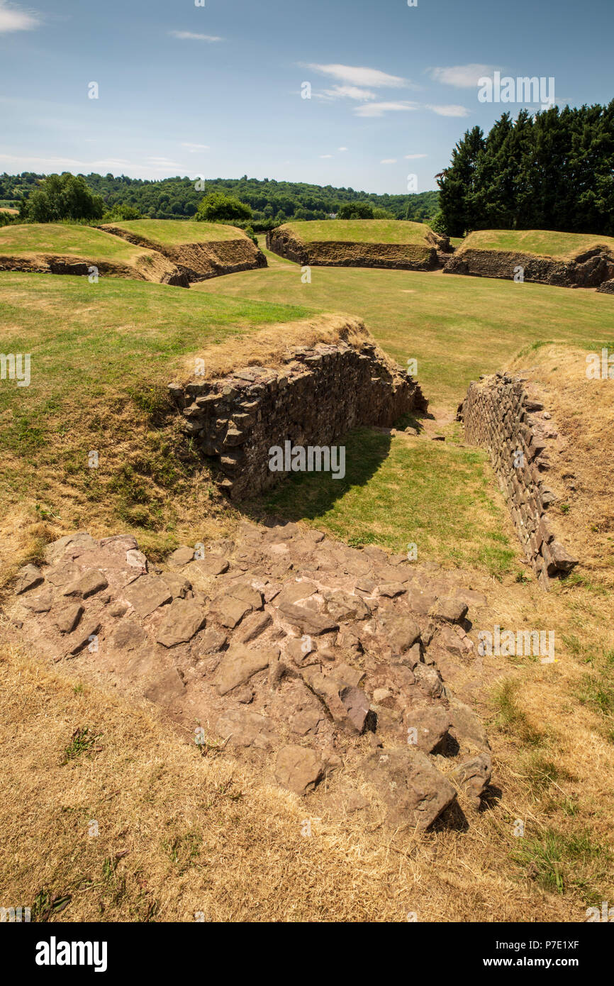 The spectators entrance to the Roman Amphitheatre at Caerleon, Wales ...