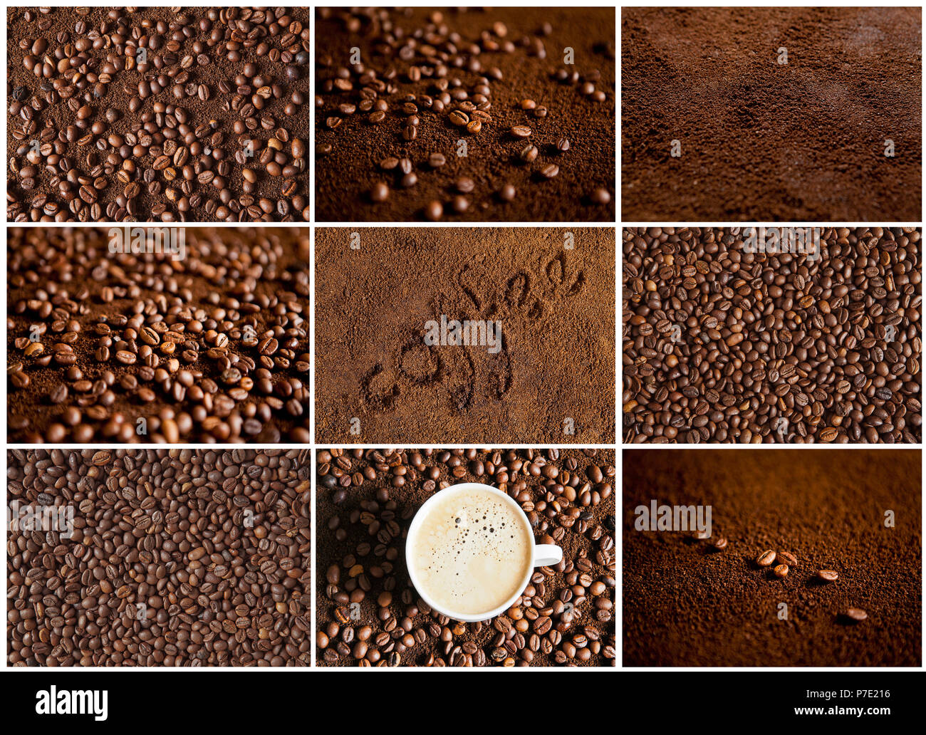 Collection of coffee backgrounds with space for text Stock Photo - Alamy