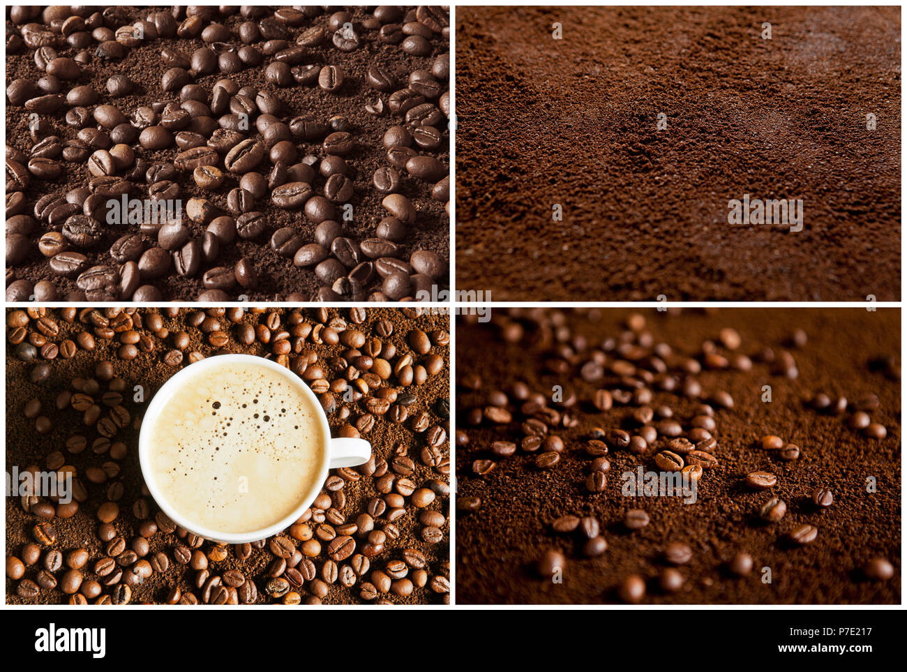 Collection of coffee backgrounds with space for text Stock Photo - Alamy