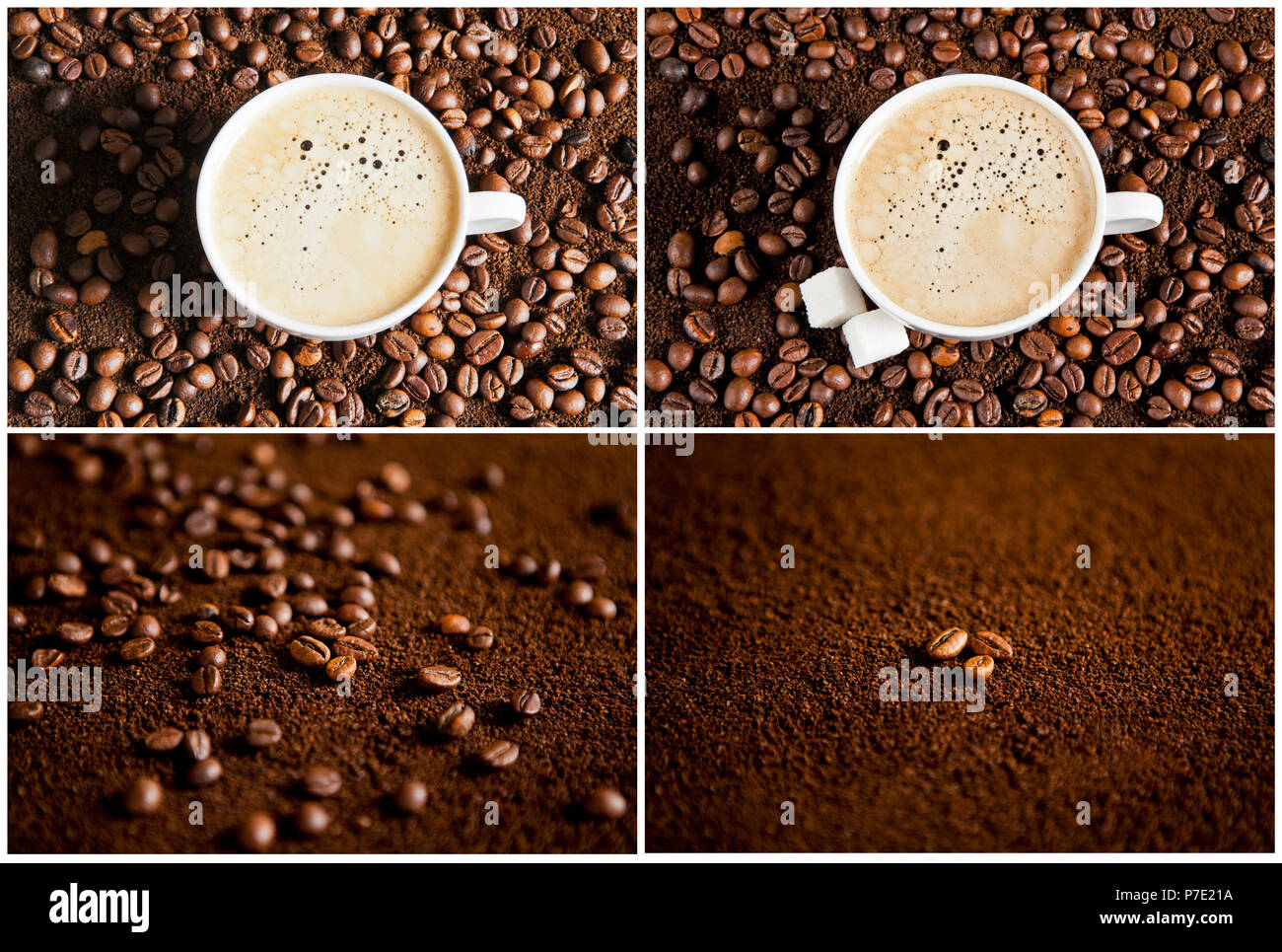 Collection of coffee backgrounds with space for text Stock Photo - Alamy