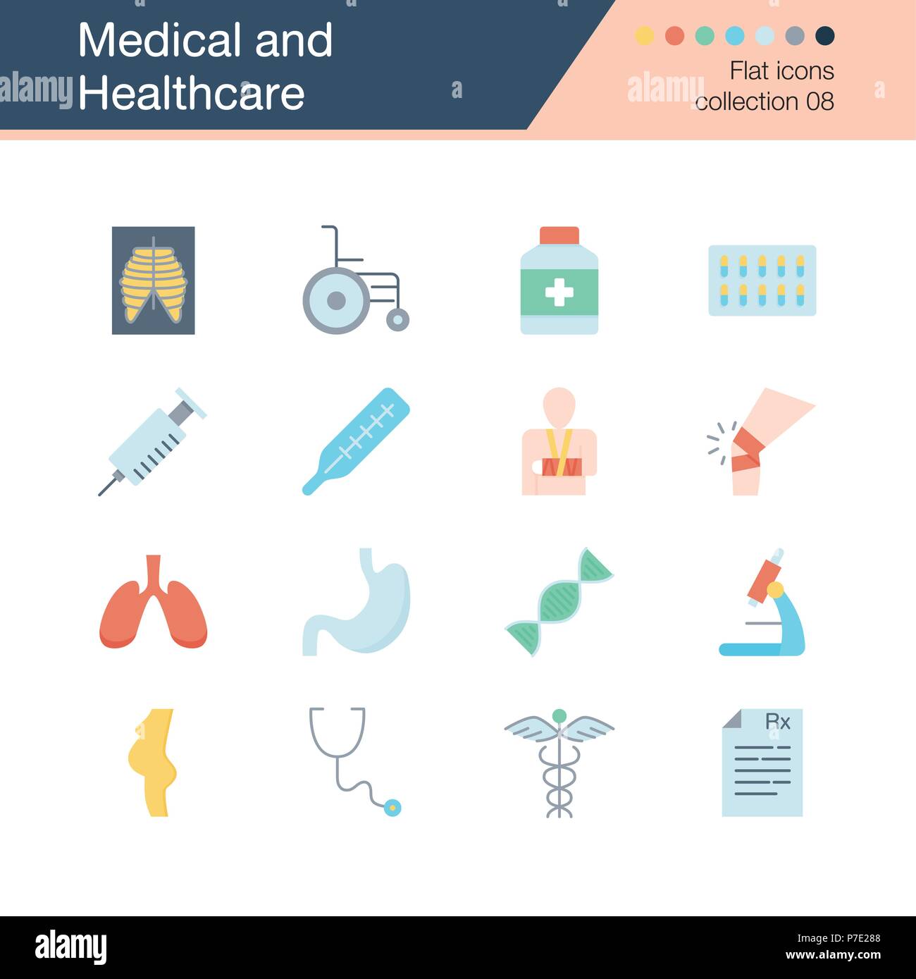 Medical and Healthcare icons. Flat design collection 8. For ...