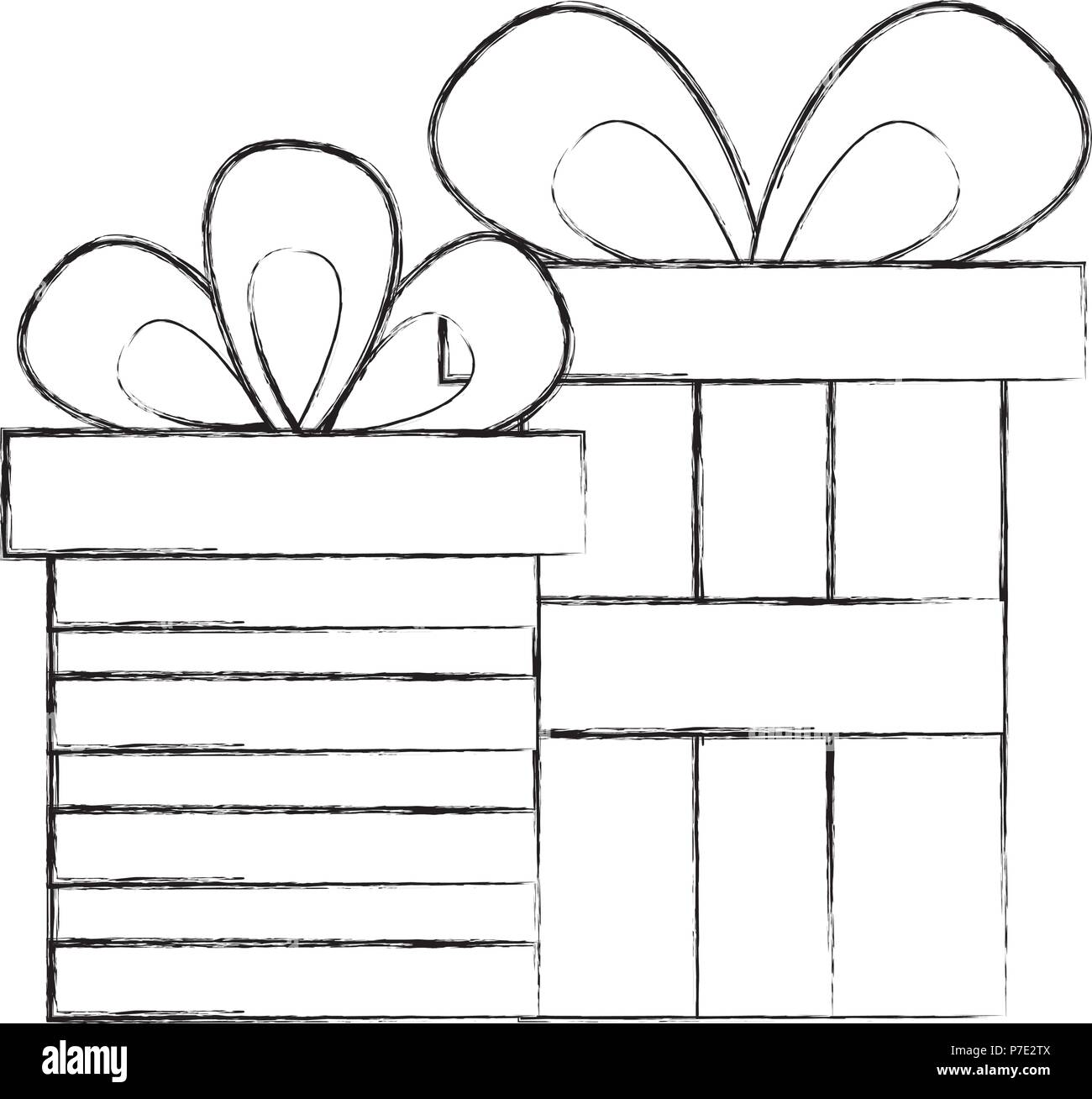 two birthday present boxes party celebration vector illustration sketch ...