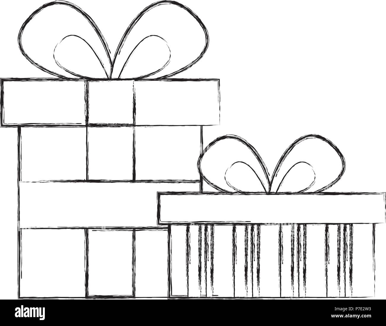 two birthday present boxes party celebration vector illustration sketch ...