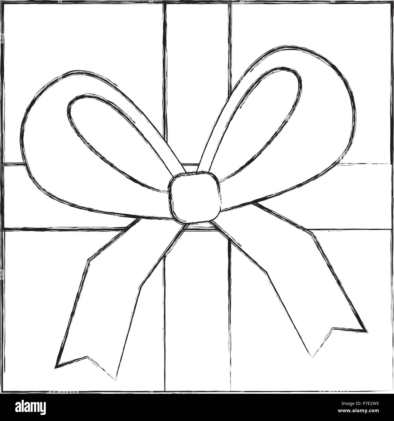 top view decorative gift box bow vector illustration sketch Stock ...