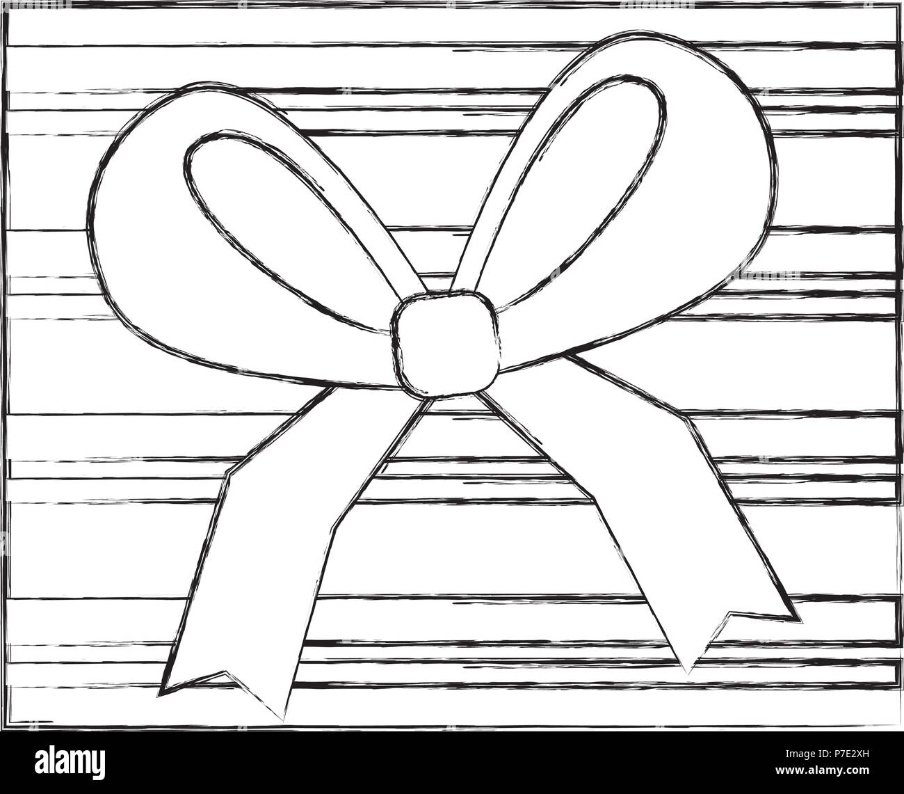 top view decorative gift box bow vector illustration sketch Stock ...