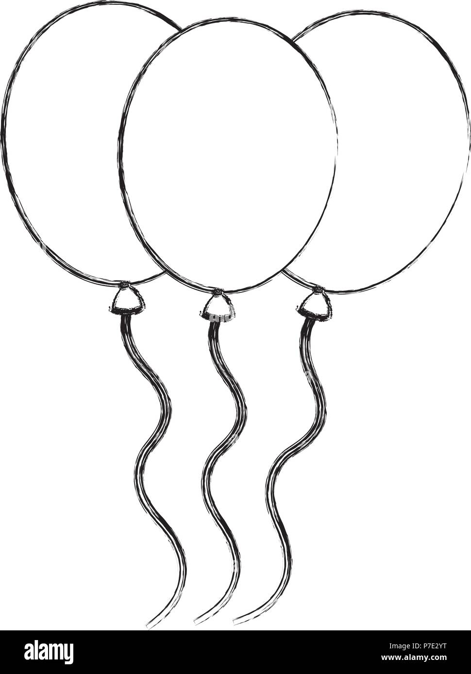 three balloons decoration celebration party vector illustration sketch ...