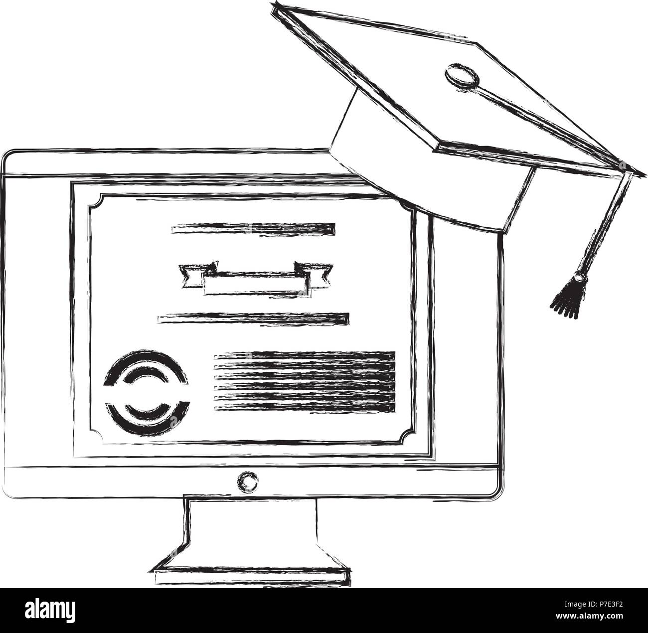 computer desktop with diploma and hat Stock Vector Image & Art - Alamy