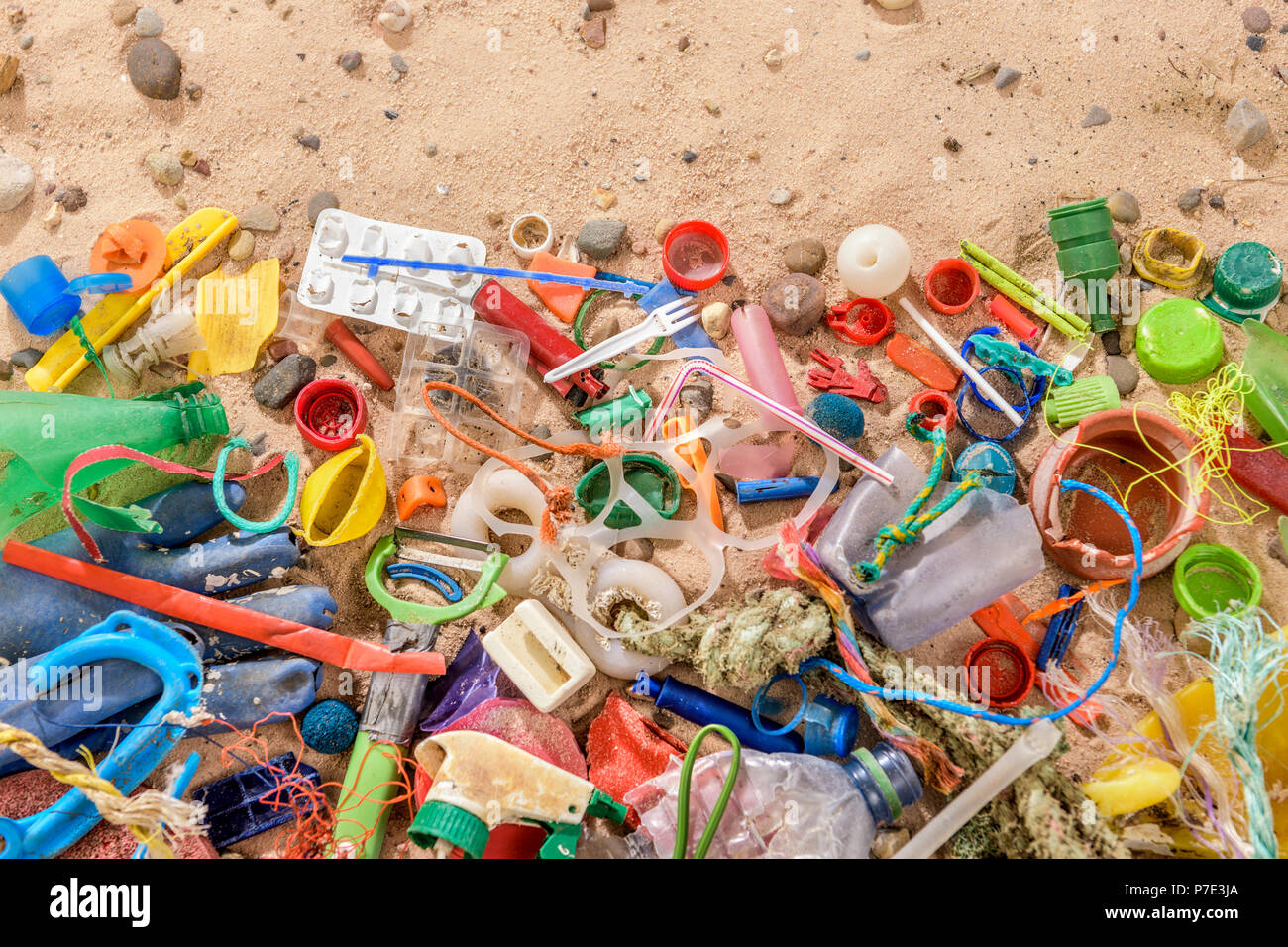 Plastic waste on sand hi-res stock photography and images - Alamy