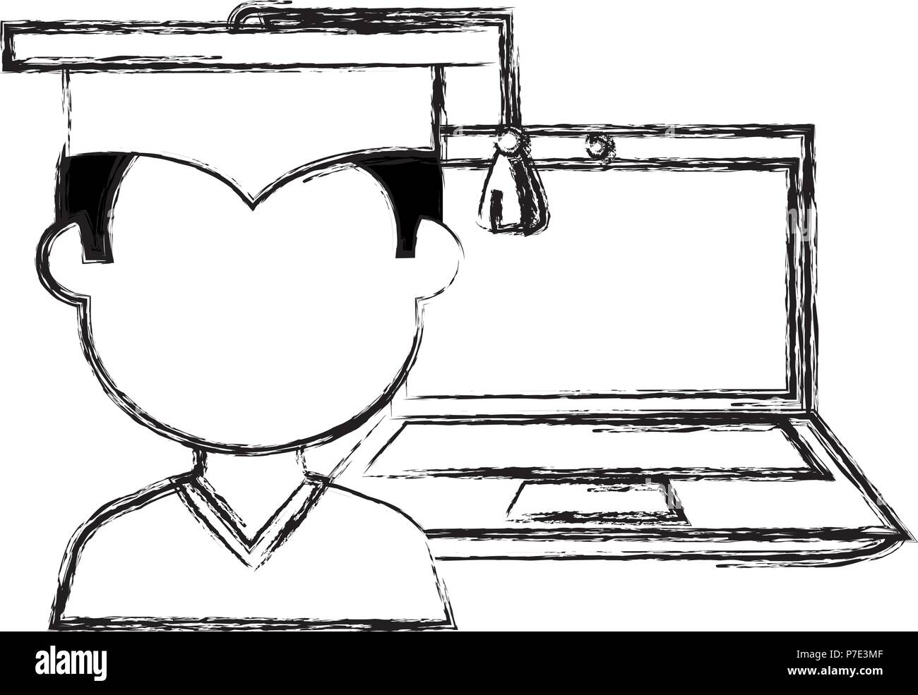 education online with laptop and graduated Stock Vector Image & Art - Alamy