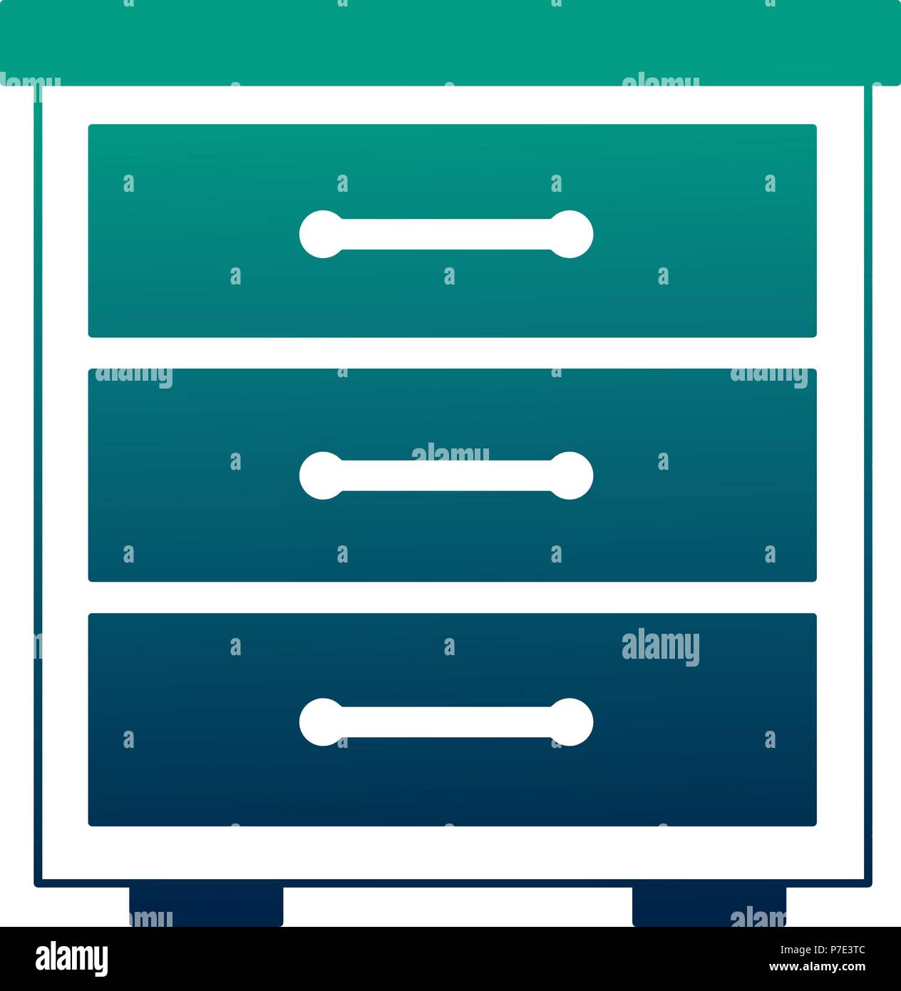 wooden furniture drawers bedside table vector illustration neon design ...