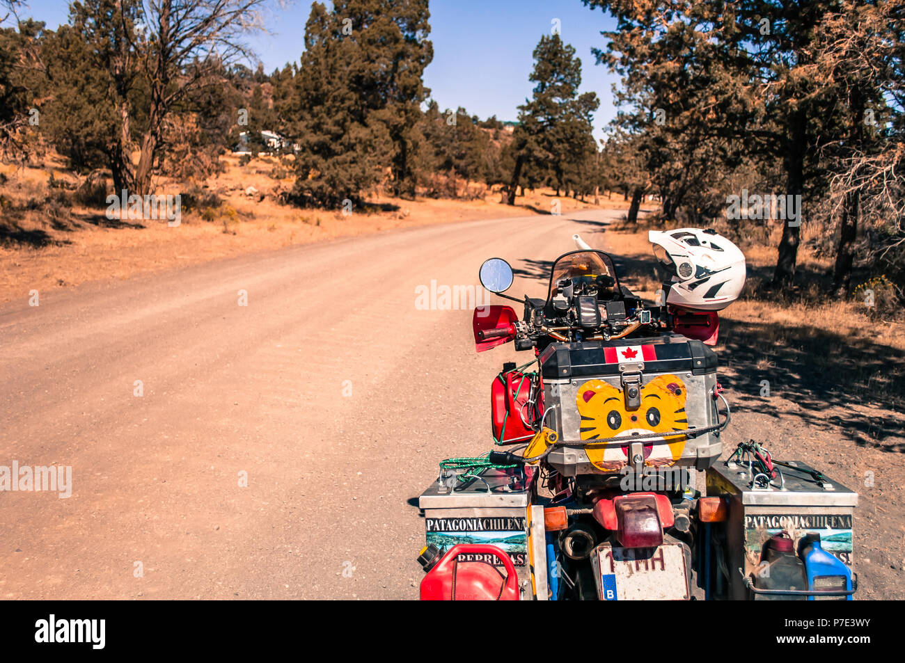 Touring motorcycle on roadside, Terrebonne, Oregon, USA Stock Photo - Alamy
