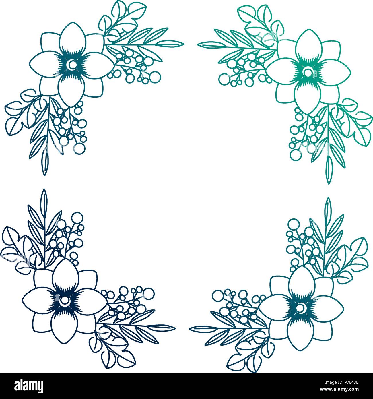 floral frame square flowers decoration vector illustration neon design ...