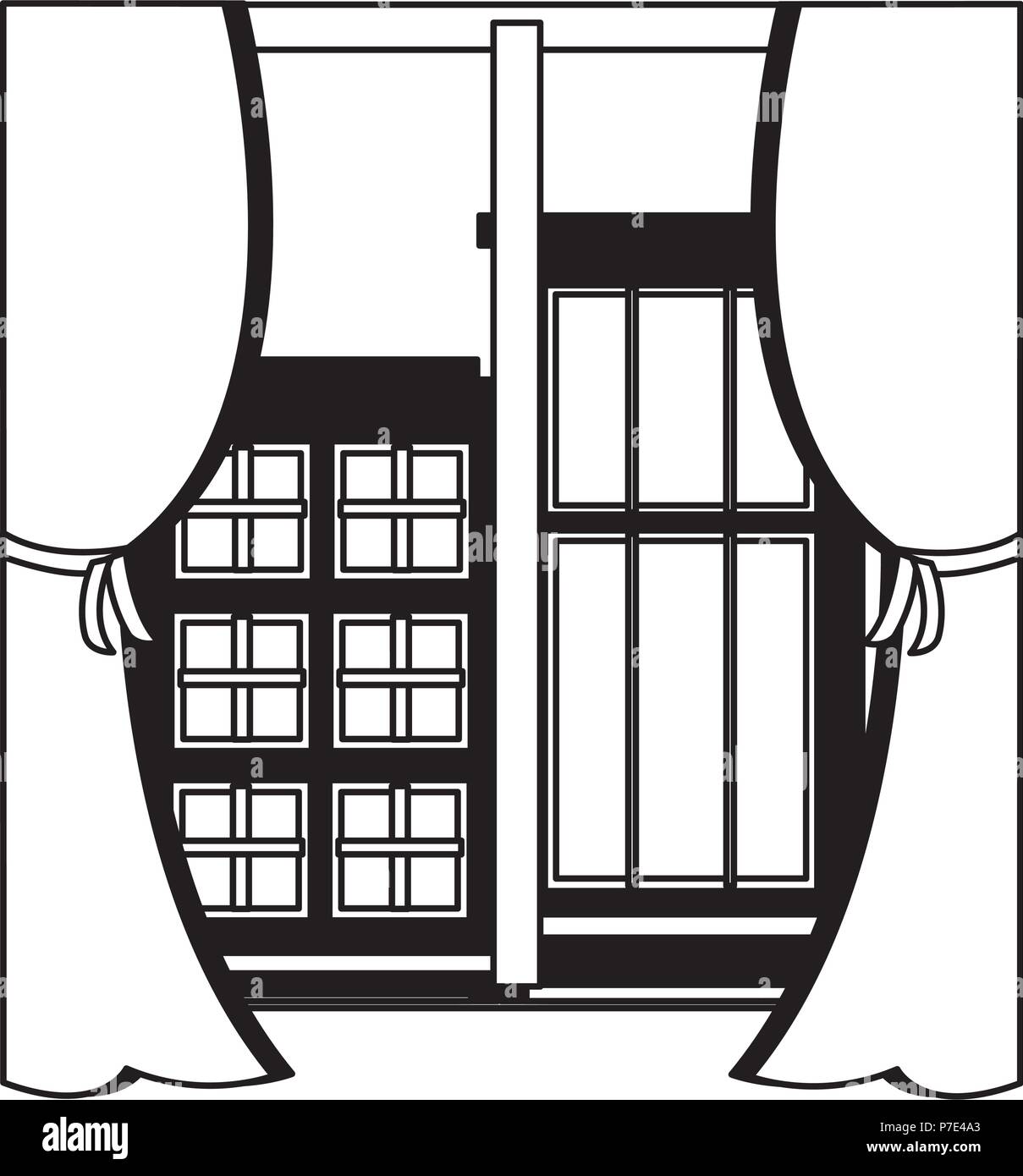 view from the window hotel buildings vector illustration vector ...