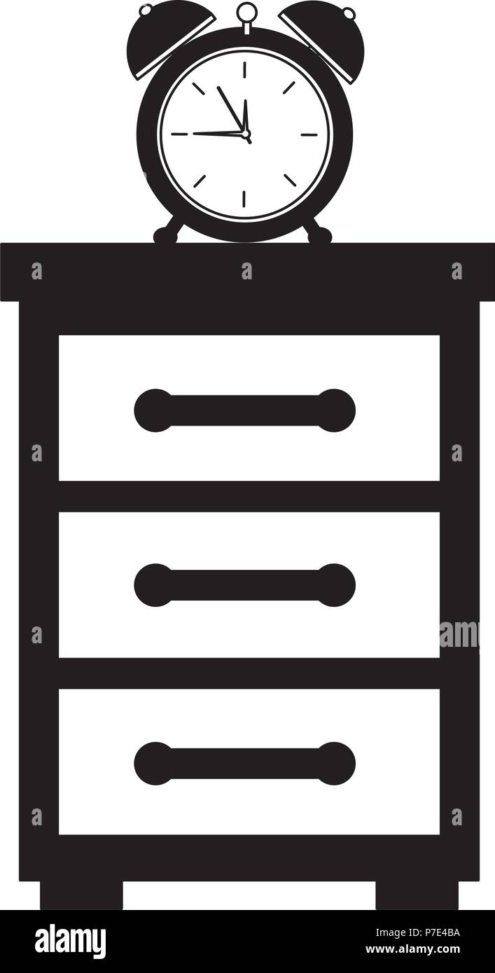 wooden bedside table and clock alarm vector illustration Stock Vector ...
