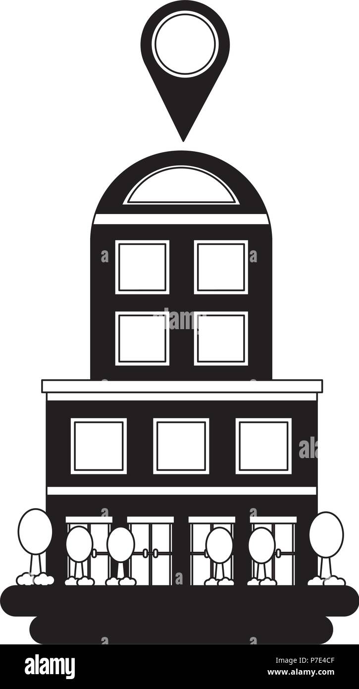 hotel building gps navigation pointer location vector illustration ...