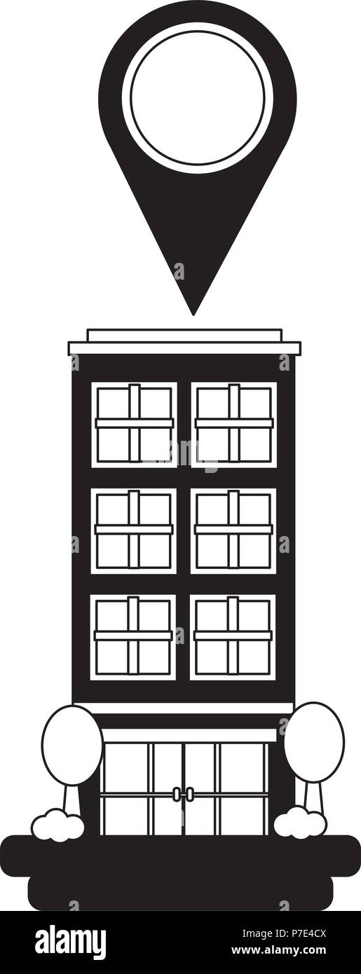 hotel building gps navigation pointer location vector illustration ...