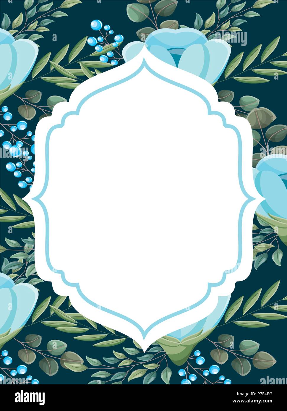 vintage flowers label decoration frame vector illustration Stock Vector ...