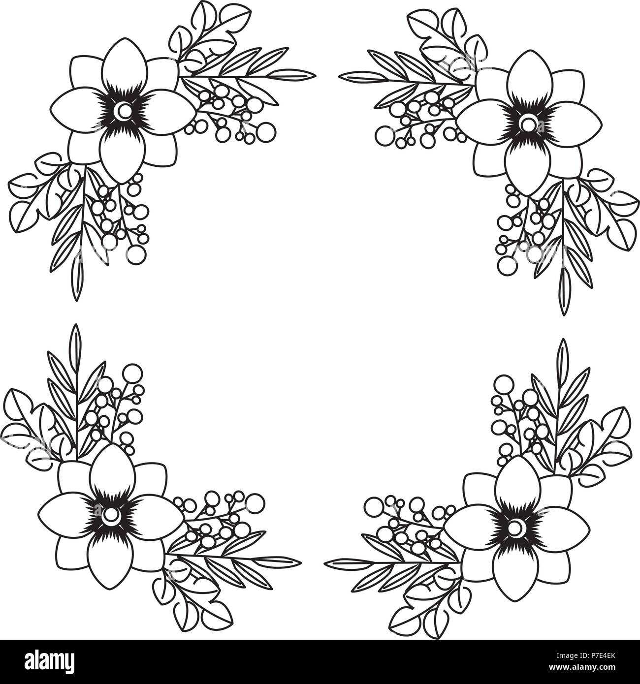 floral frame square flowers decoration vector illustration Stock Vector ...