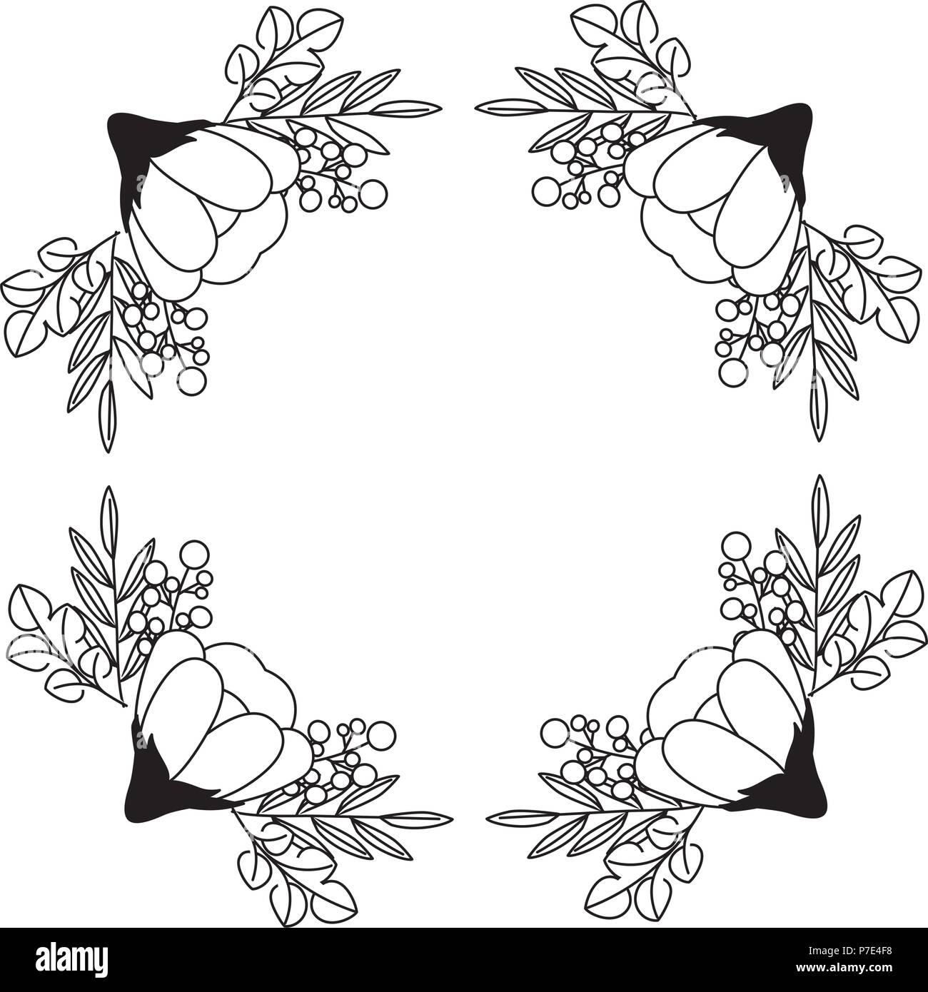 floral frame square flowers decoration vector illustration Stock Vector ...