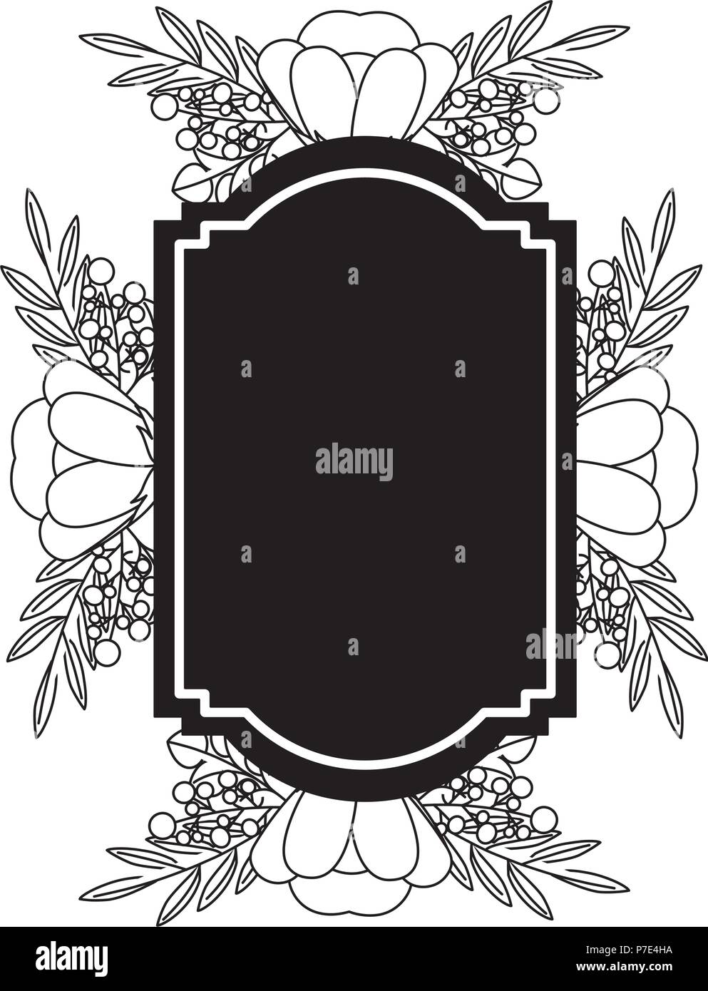vintage frame decoration flowers leaves natural label vector ...