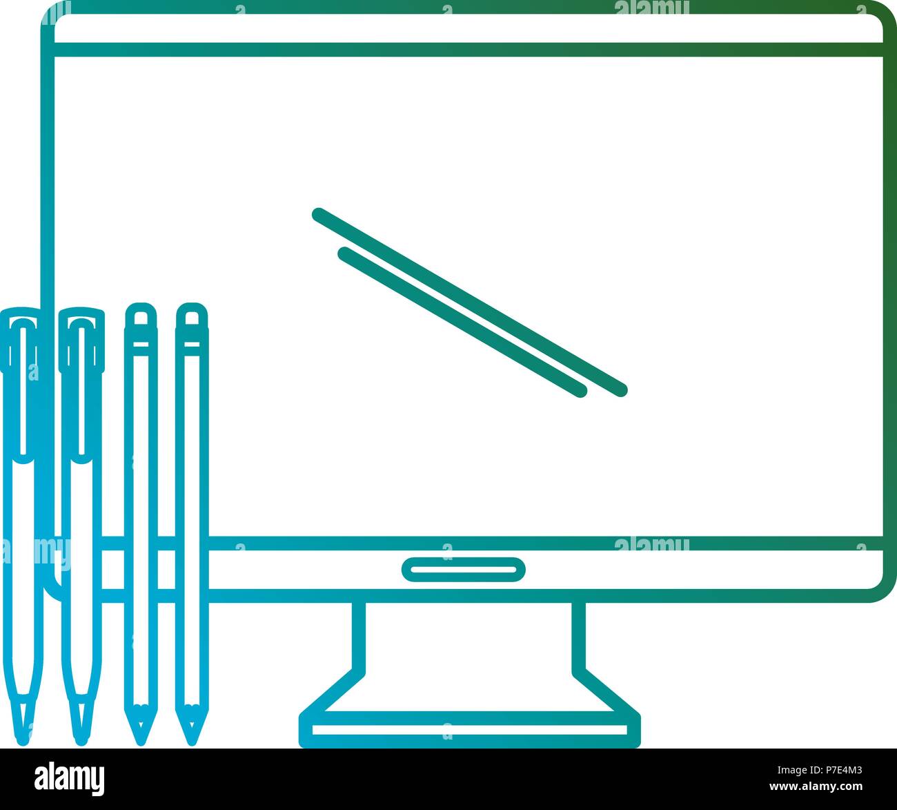 computer desktop with pencils Stock Vector Image & Art - Alamy